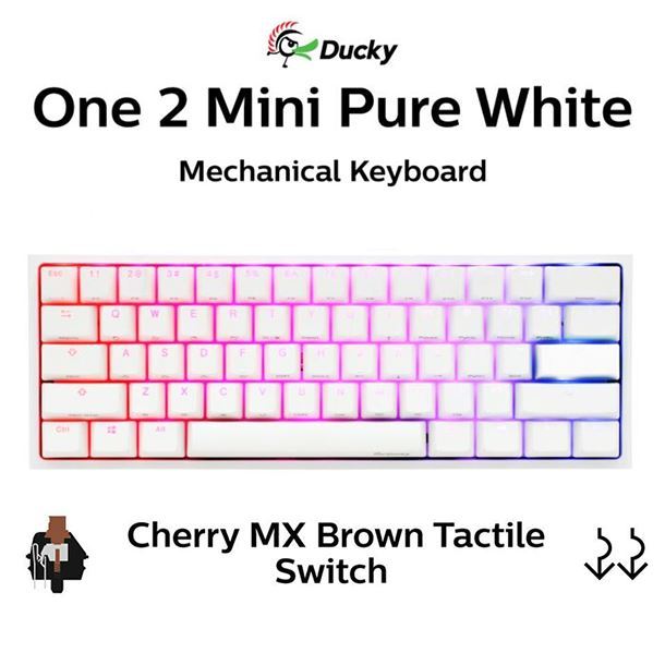 TECLADO GAMER DUCKY ONE 2 MINI PURE WHITE RGB CHERRY MX BROWN DOUBLE TECLADO GAMER DUCKY ONE 2 MINI PURE WHITE RGB CHERRY MX BROWN DOUBLE